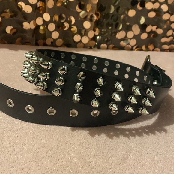 Accessories | Black And Silver Punk Goth Belt With Spikes 527 | Poshmark